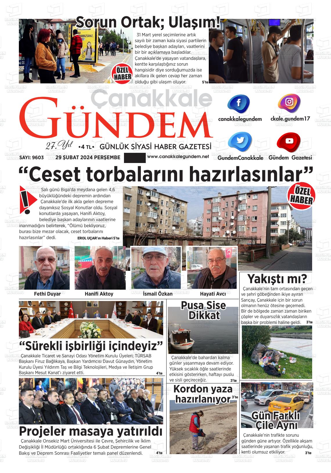 29 Şubat 2024 tarihli Çanakkale Gündem Gazete Manşetleri 29 Şubat 2024 tarihli Çanakkale Gündem Gazete Manşetleri